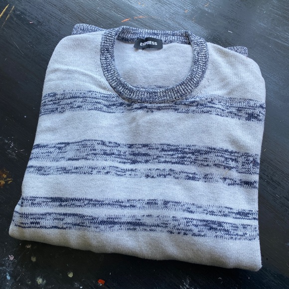Express | Sweaters | Vintage Gray And Cream Stripe Express Sweater ...